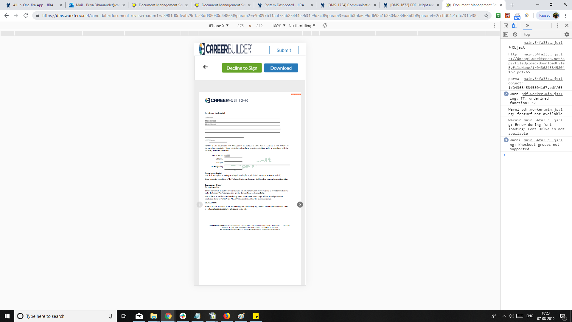 Dms 1672 Pdf Height And Width Issue In Case Of Mobile View Workterra Jira